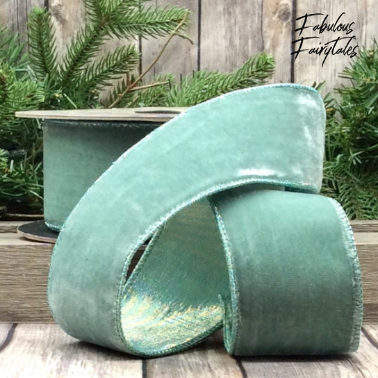 D Stevens Aqua Mint Metallic Back Velvet Luxe Designer Ribbon ...