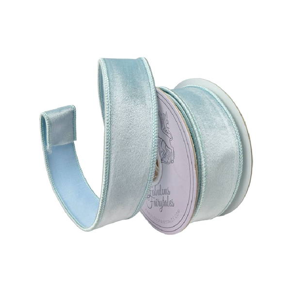 Sky Blue Velvet Wired Luxury Ribbon - Fabulous Fairytales