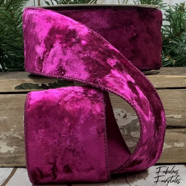 D Stevens Fuchsia Crushed Velvet Designer Ribbon Wired - Fabulous ...