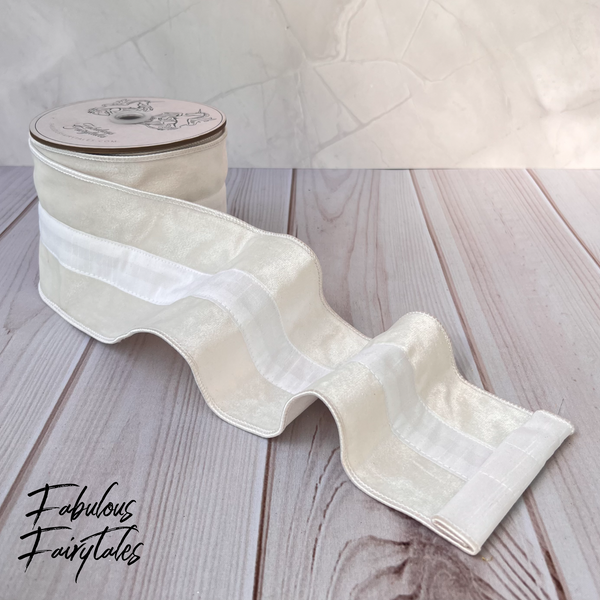 Fabulous Fairytales White Tuxedo Velvet Luxury Wired Ribbon
